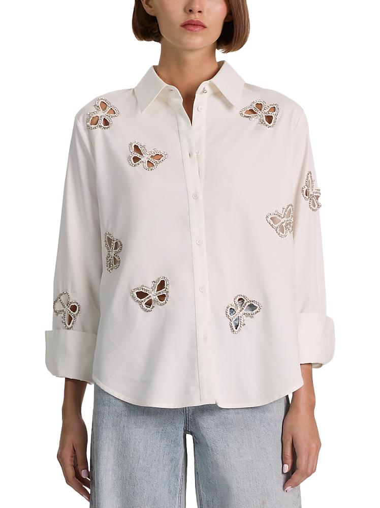 ALICE + OLIVIA Alice And Olivia Embellished Butterfly Shirt
